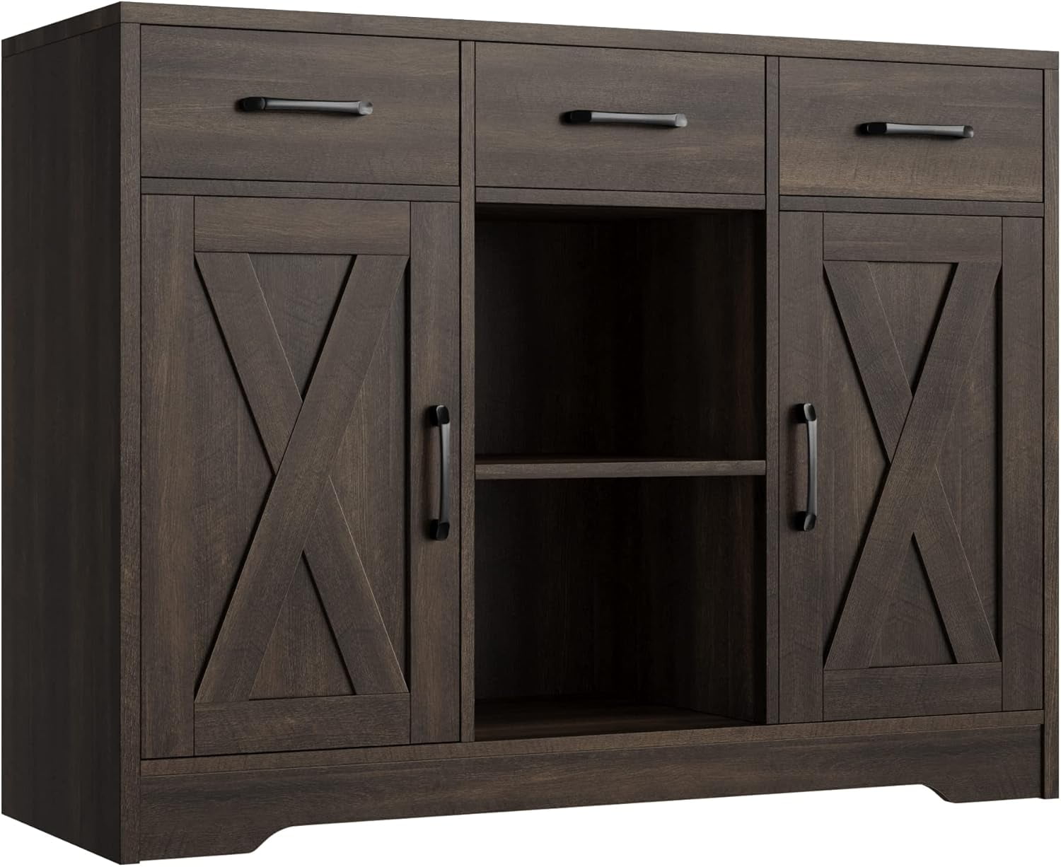 HOSTACK Modern Farmhouse Buffet Storage Cabinet with Barn Doors ...