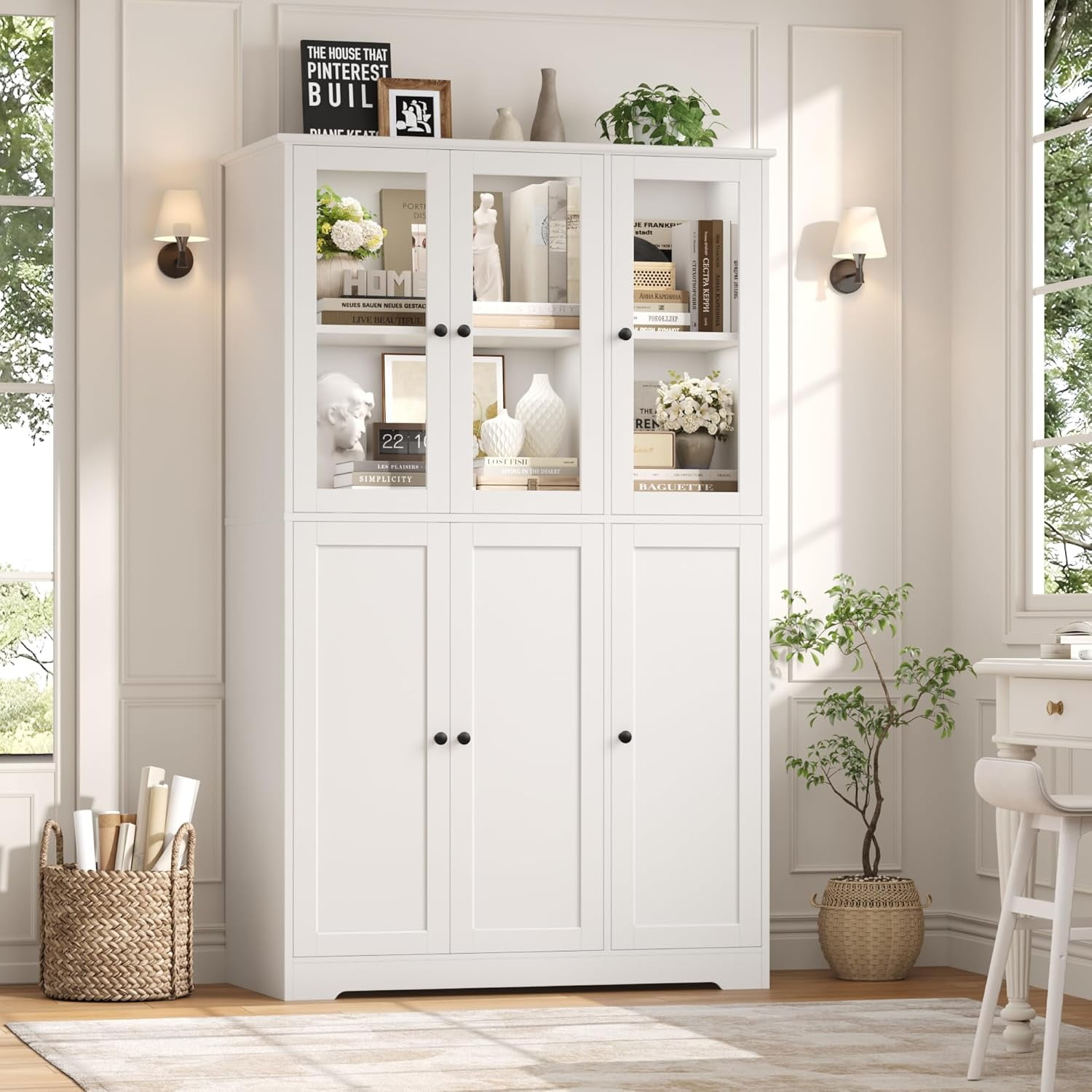 HOSTACK White Bookshelf and Bookcase, 69" Tall Book Shelf, Large ...
