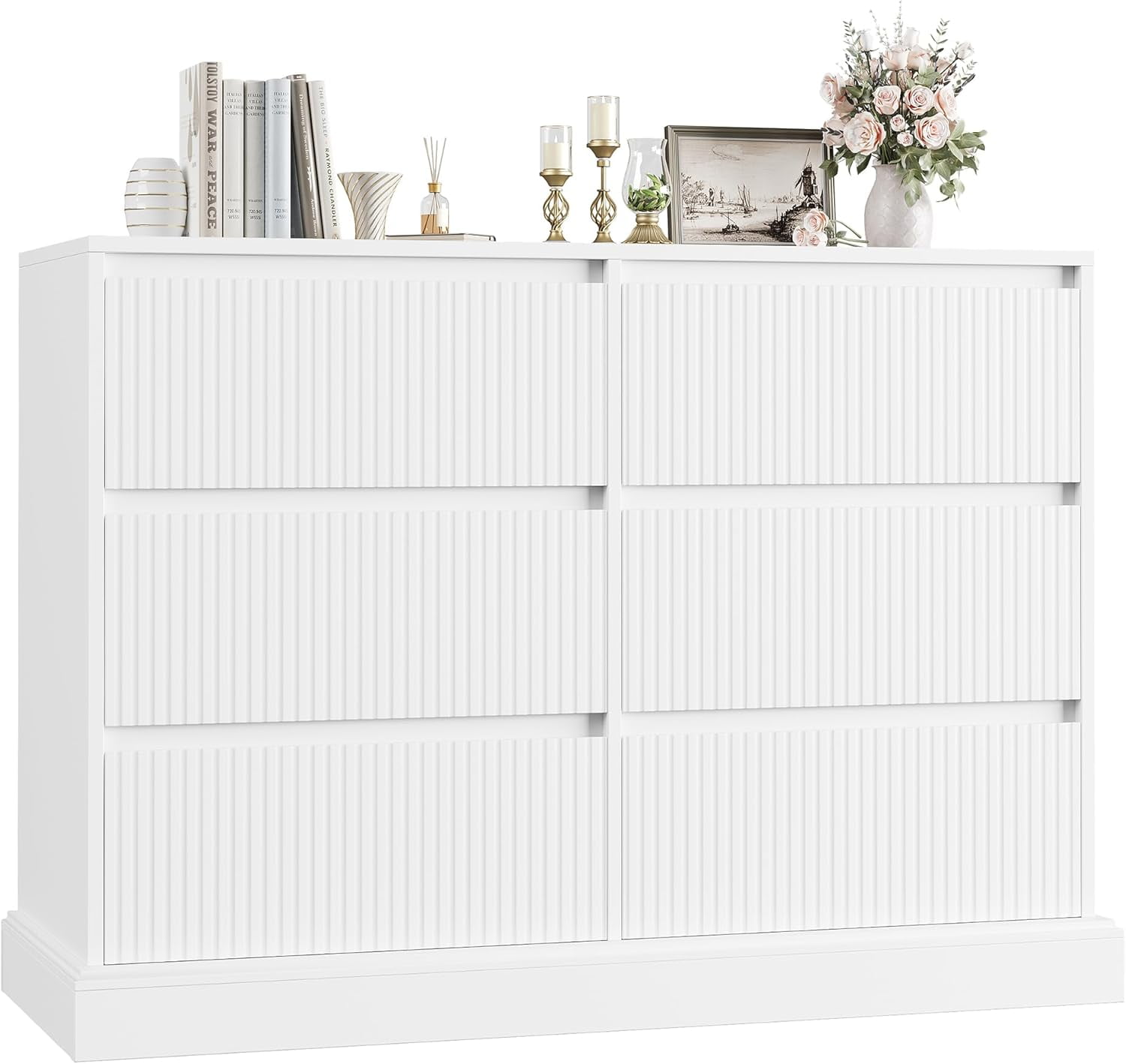 HOSTACK White Dresser for Bedroom, Modern 6 Drawer Dresser, Double ...
