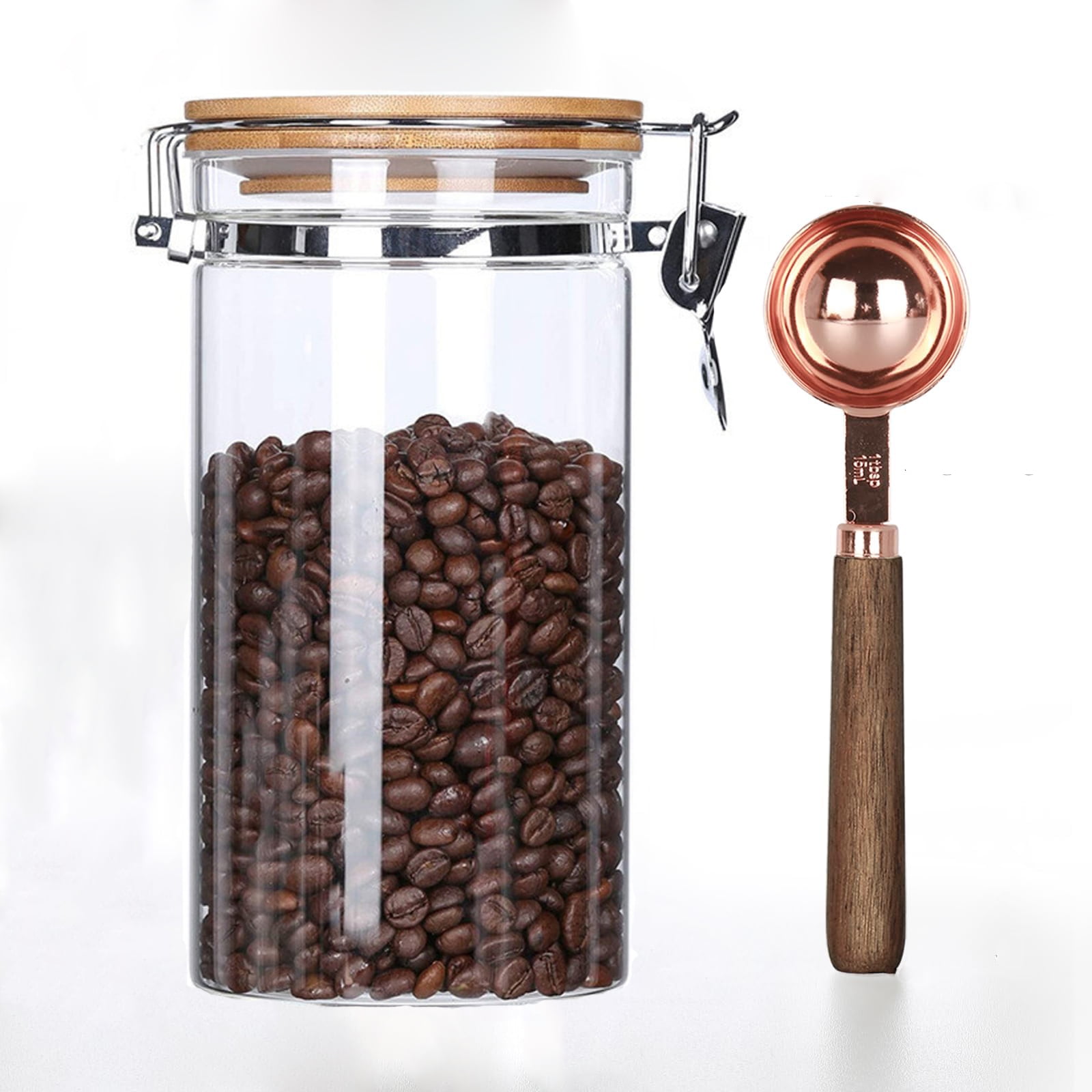 HOSTENU Glass Coffee Bean Storage Container with Airtight Lid,Glass ...