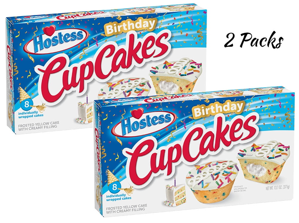 HOSTESS Birthday Cupcakes, Frosted Cupcakes, Creamy Center - 13.1 oz, 8 ...