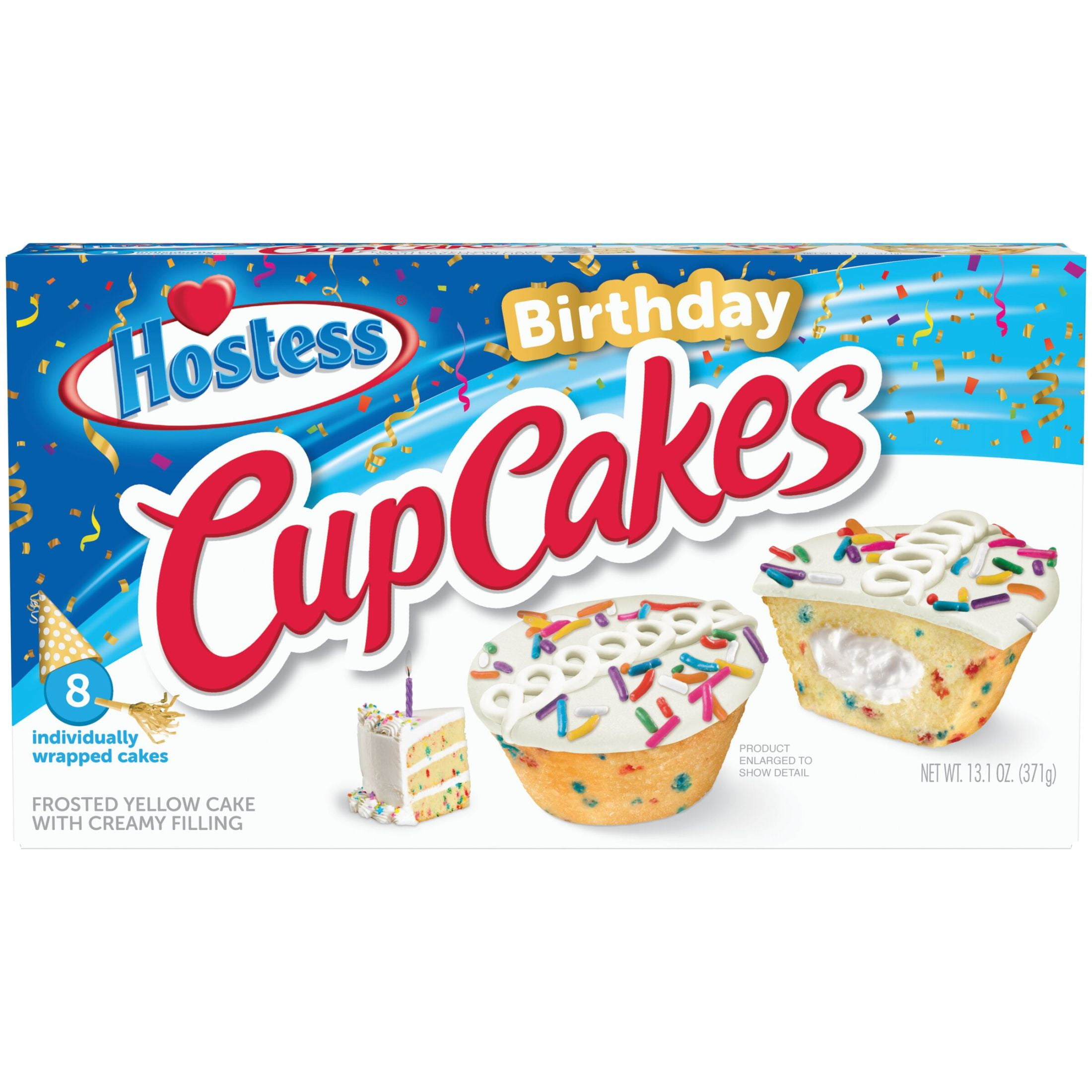 HOSTESS Birthday Cupcakes, Frosted Cupcakes, Individually Wrapped ...