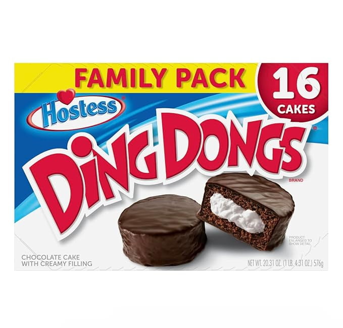 HOSTESS Chocolate DING DONGS Family Pack - 16 Chocolate Snack Cakes ...