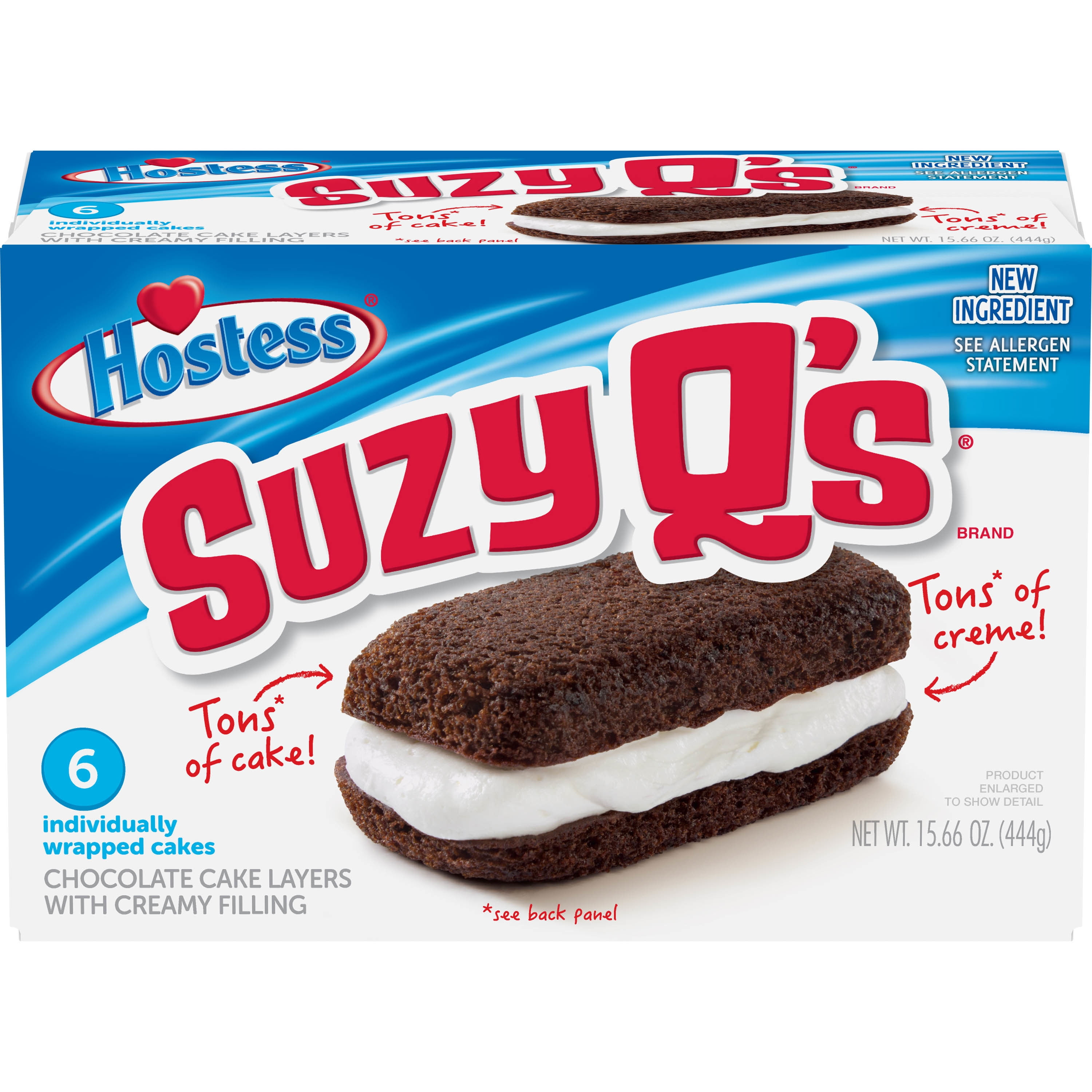 HOSTESS Chocolate Suzy Q’s, 6 Count , 15.66 oz - Walmart.com