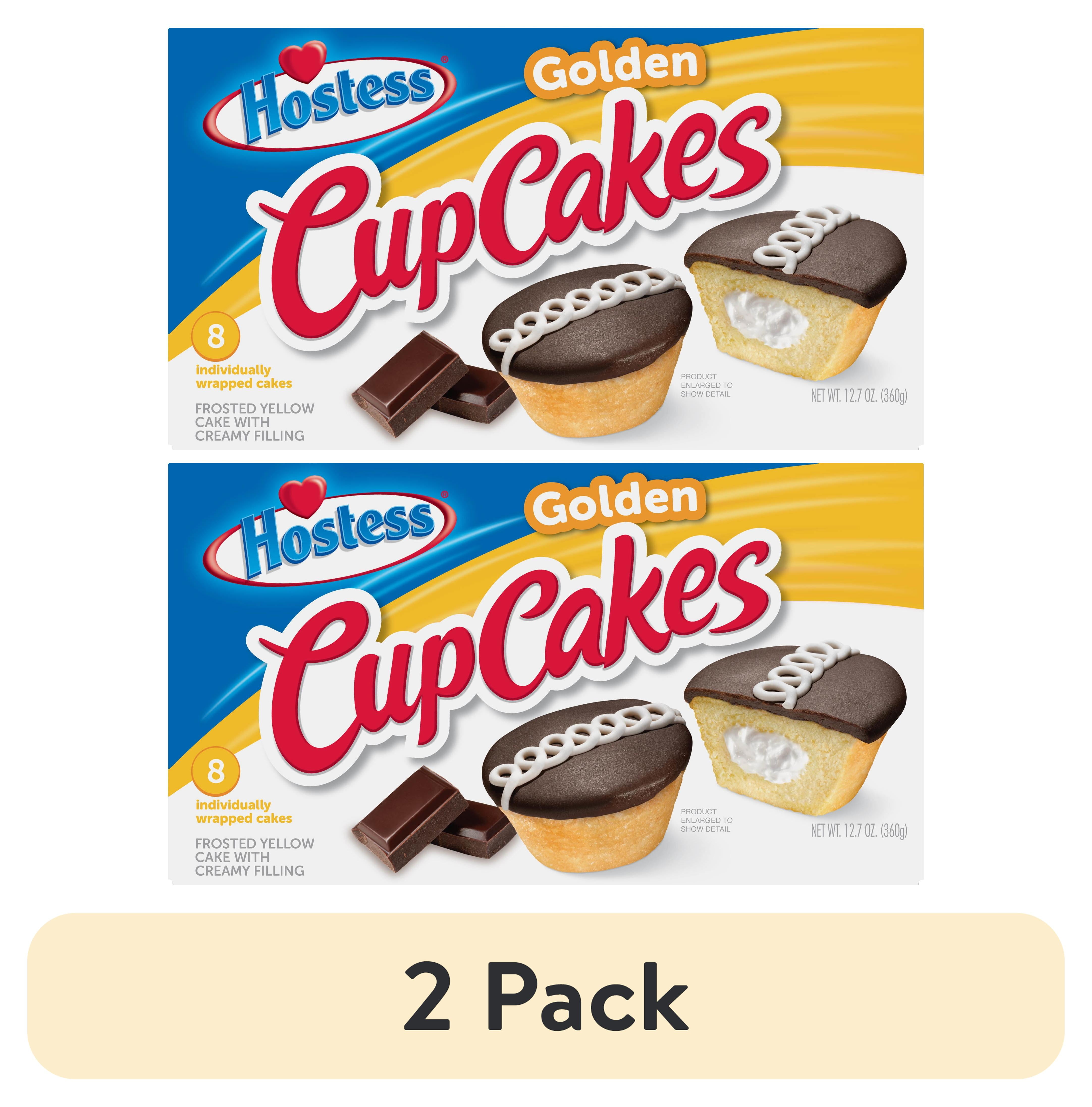 (2 pack) Hostess Cupcakes, Golden Snack Cakes, 12.7 Oz. Box (8 Ct ...