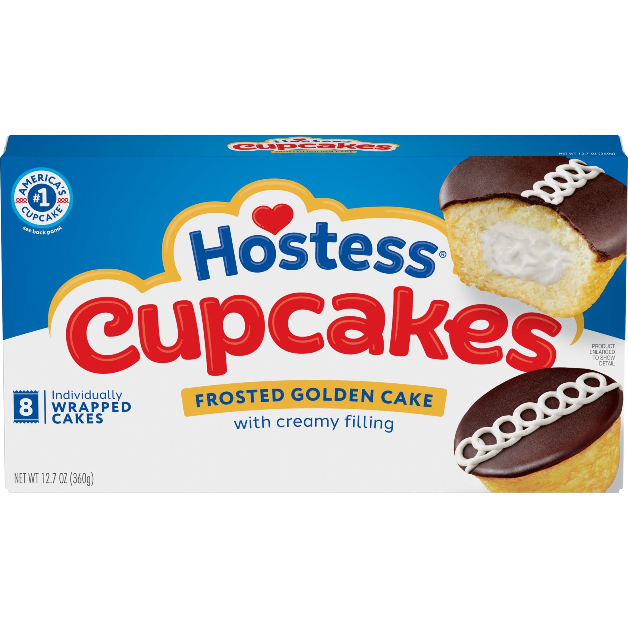 HOSTESS Bakery Golden Cupcakes, Creamy Filling with Chocolate Icing ...