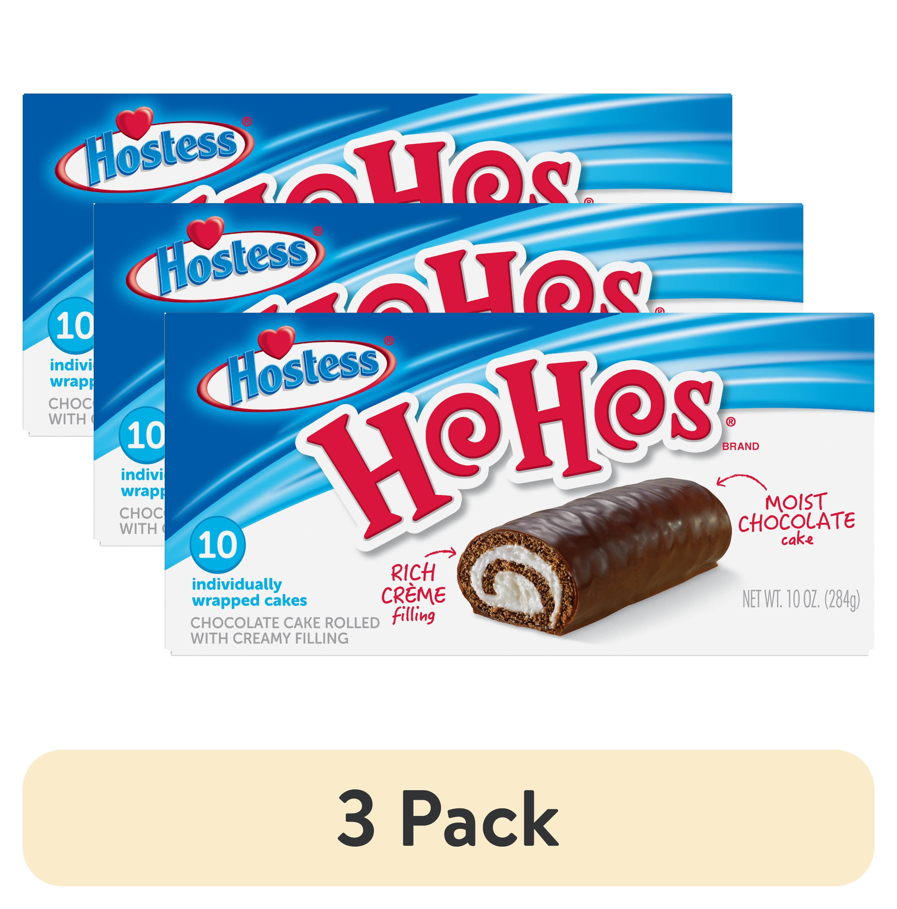 (3 pack) Hostess Ho Hos, Chocolate Snack Cake Rolls, 10 Oz. Box (10 Ct ...