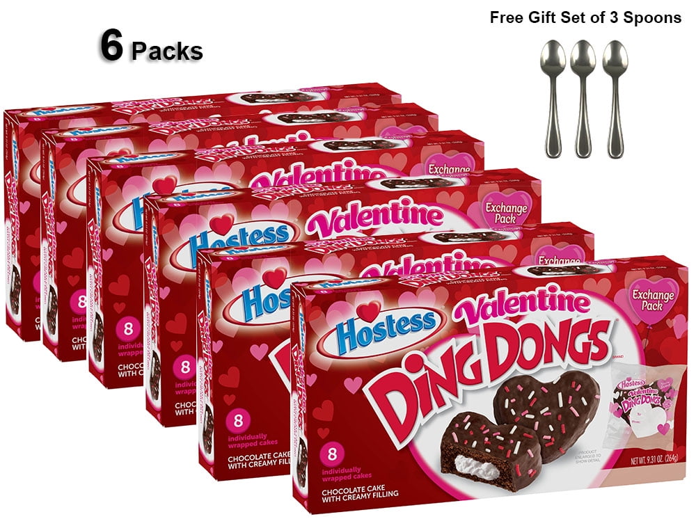 HOSTESS Heart Shaped DING DONGS 8 Count 9 oz (3 Pack) Free Gift from ...