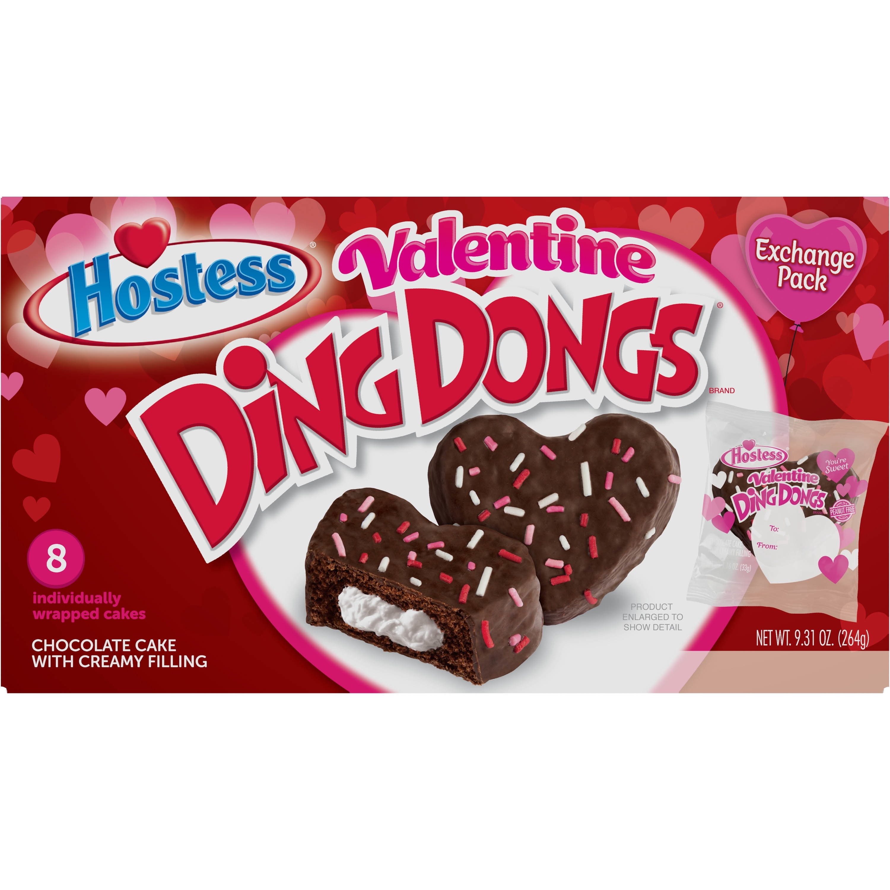 HOSTESS Heart Shaped DING DONGS 8 Count, ( 9 oz, PACK OF 1 ) - Walmart.com