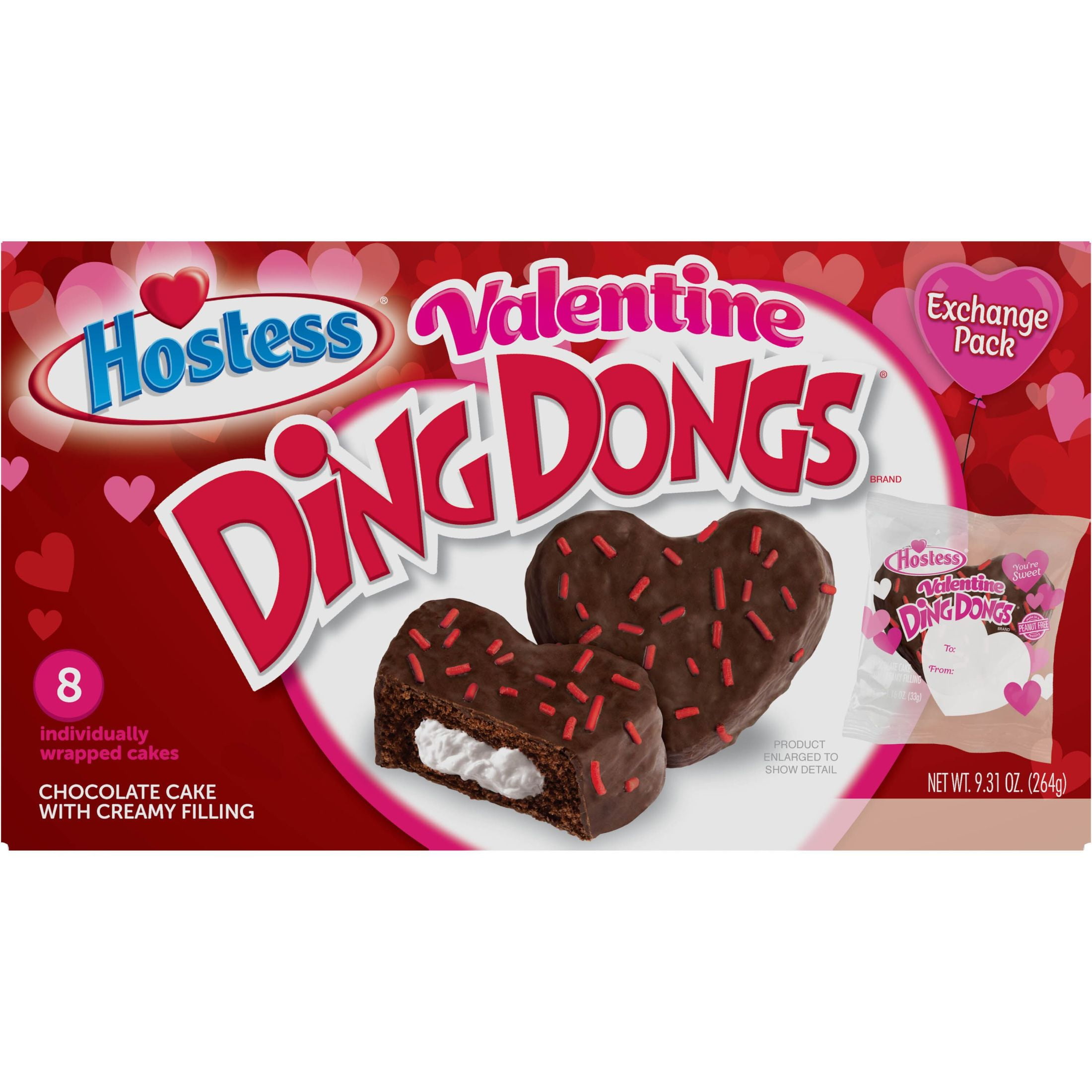 Hostess Heart Shaped Chocolate Filled with Cream Snack Cakes, 9 oz 8 ...