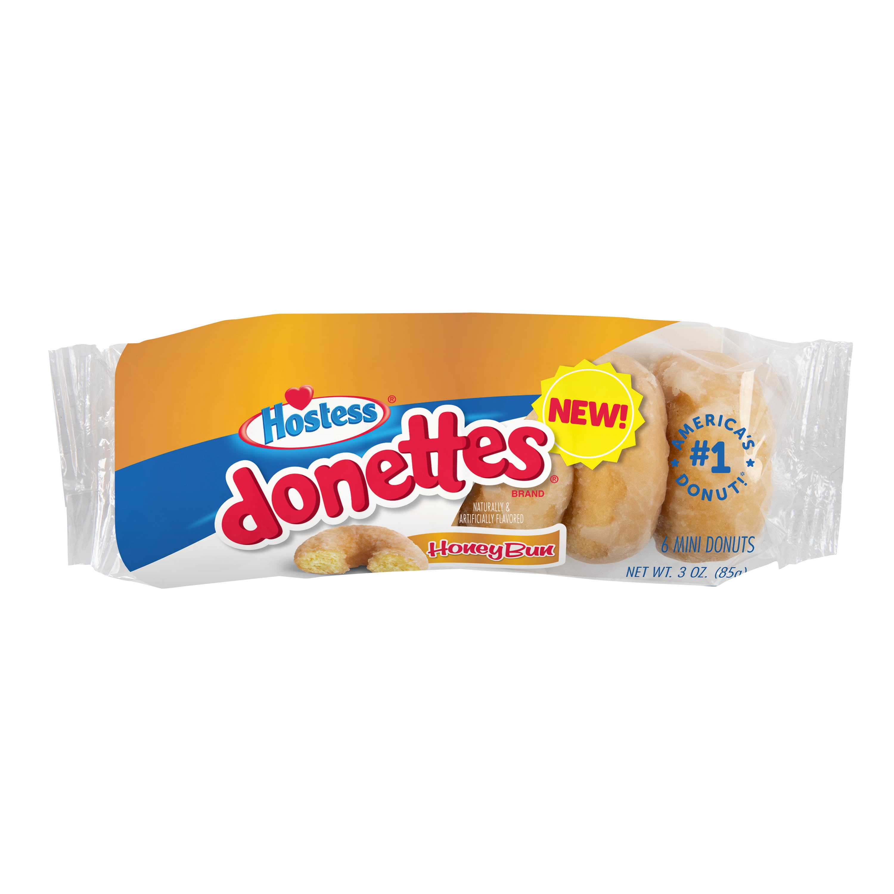 HOSTESS Honey Buns DONETTES Donuts Single Serve, 6 Count Wide Regular ...