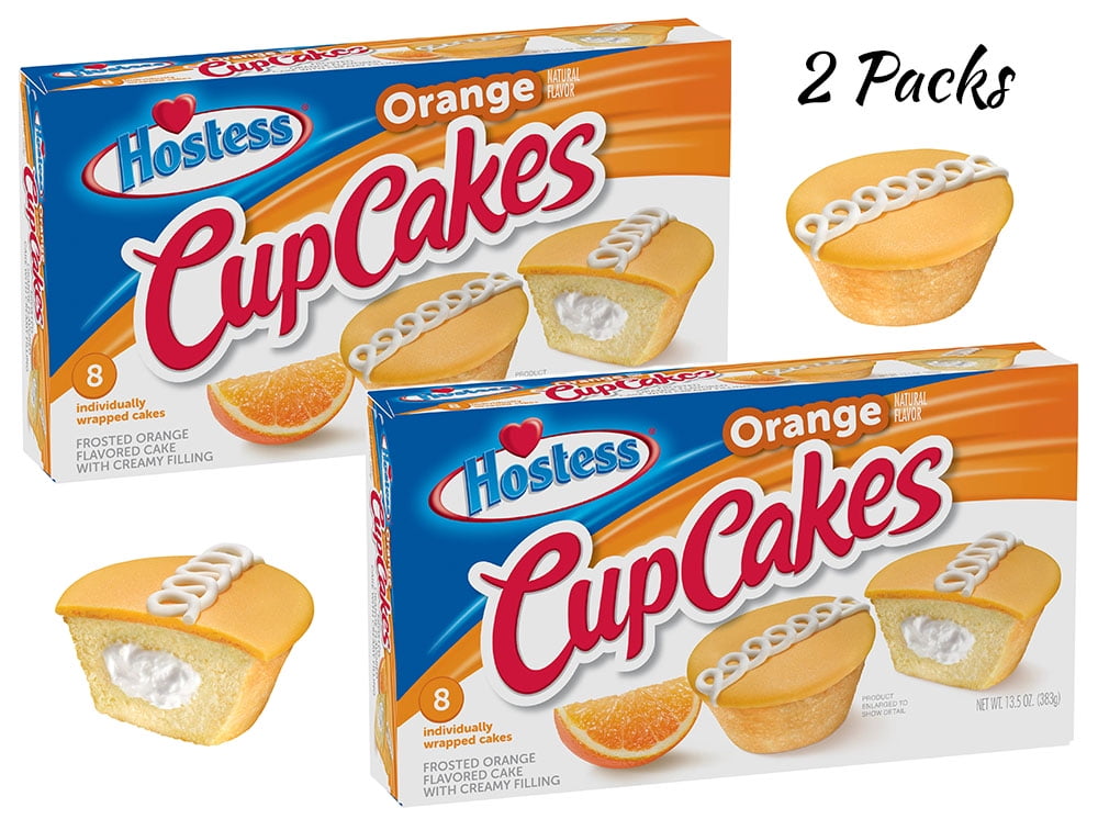 HOSTESS Orange Flavored Cupcakes - 13.5 oz, 8 Count (2 Packs) - Walmart.com
