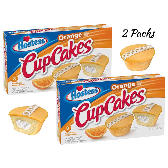 HOSTESS Orange Flavored Cupcakes - 13.5 oz, 8 Count (2 Packs) - Walmart.com
