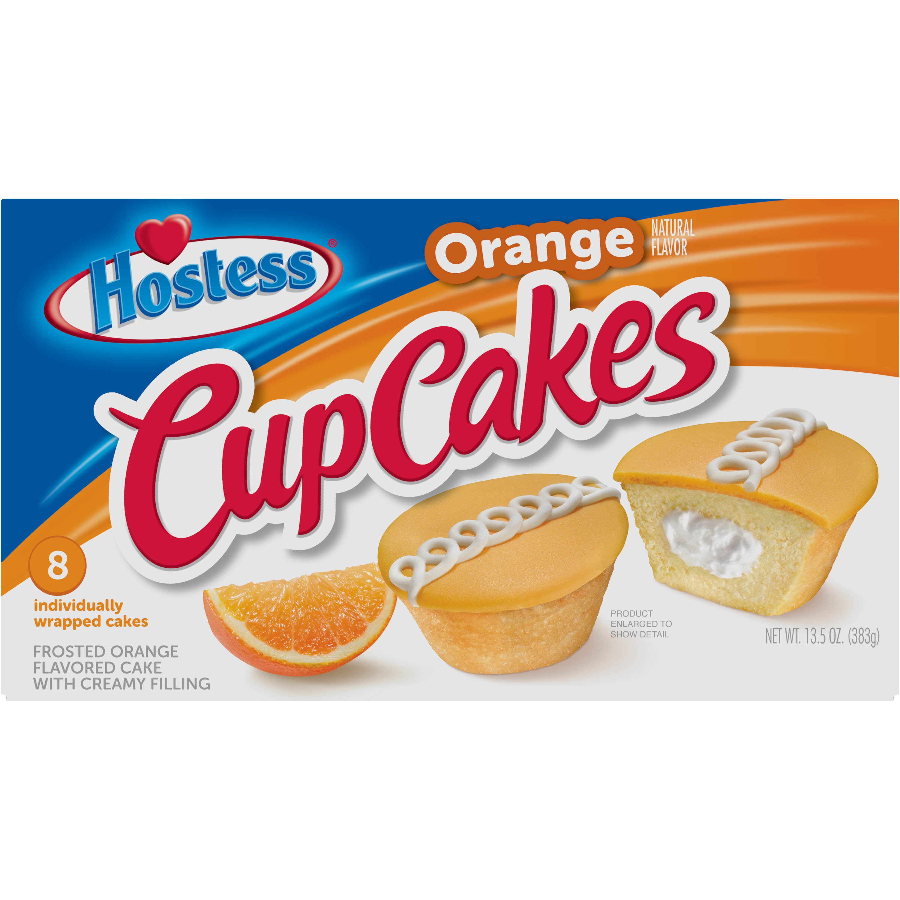 HOSTESS Orange Flavored Cupcakes Cake Pack - 13.5 oz, 8 Count - Walmart.com