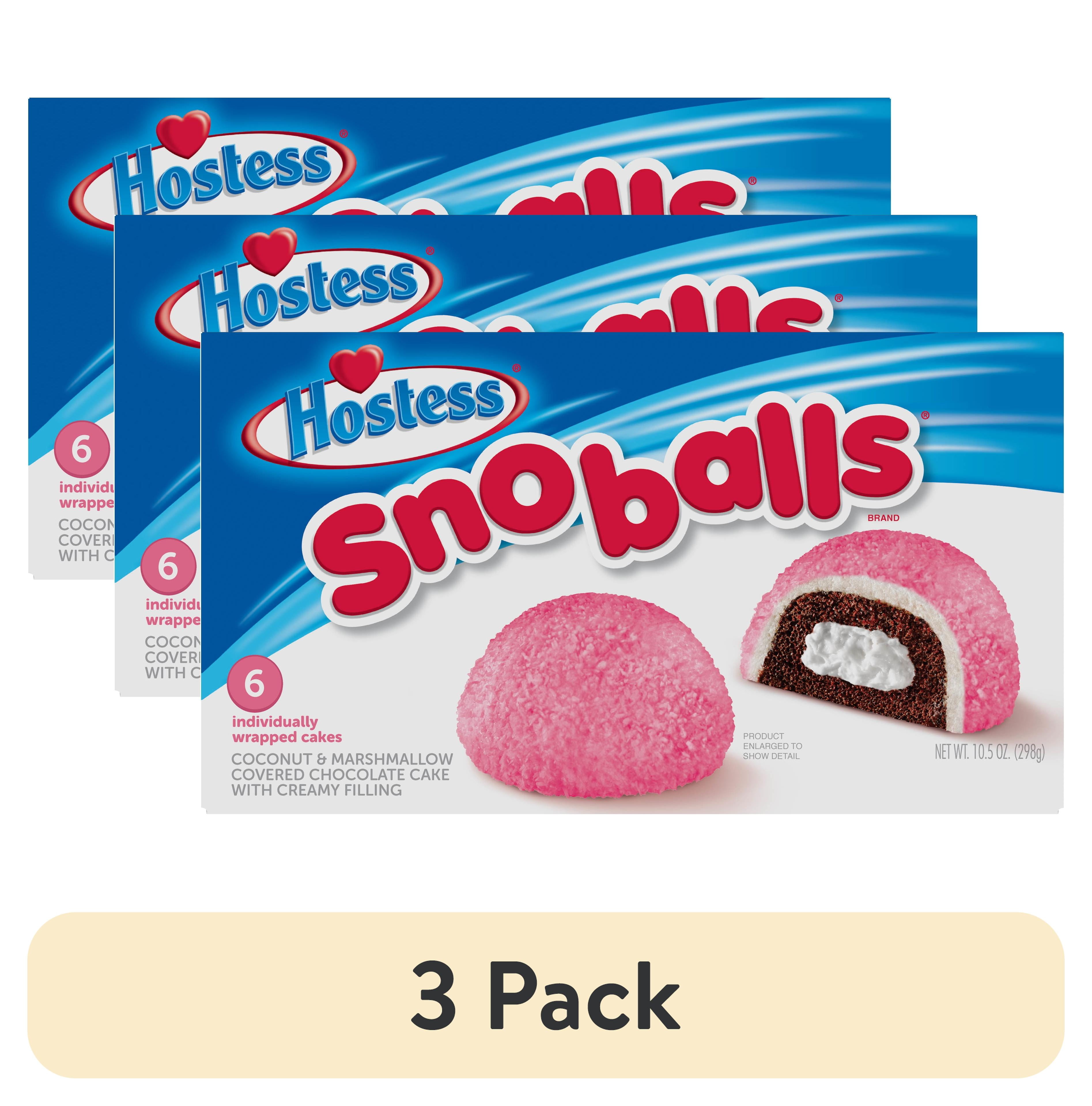 (3 pack) Hostess Snoballs Snack Cakes, Coconut & Marshmallow Covered ...