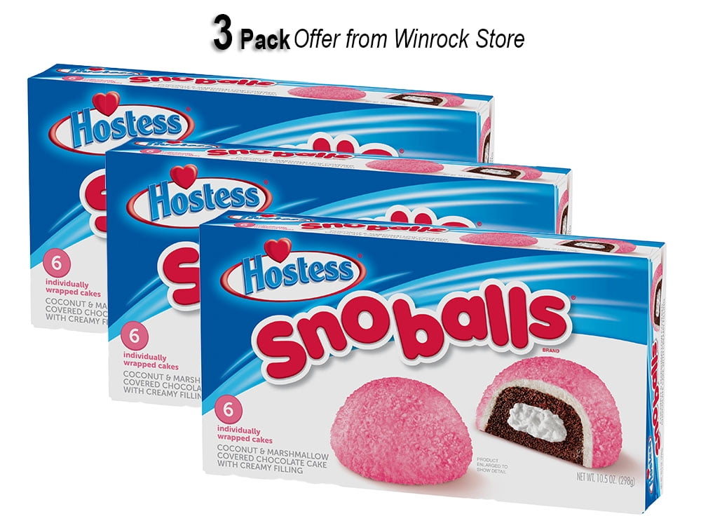 HOSTESS SNOBALLS, Coconut-Covered Chocolate Cake, Creamy Filling 6 ct ...