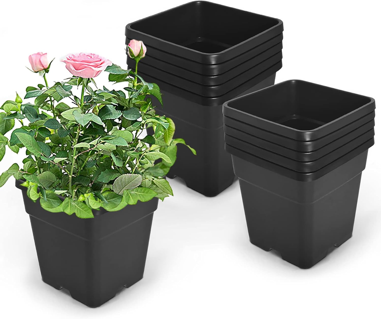 HOSTIC 1 Gallon Square Nursery Pots Flexible Plastic Pots for Plants ...