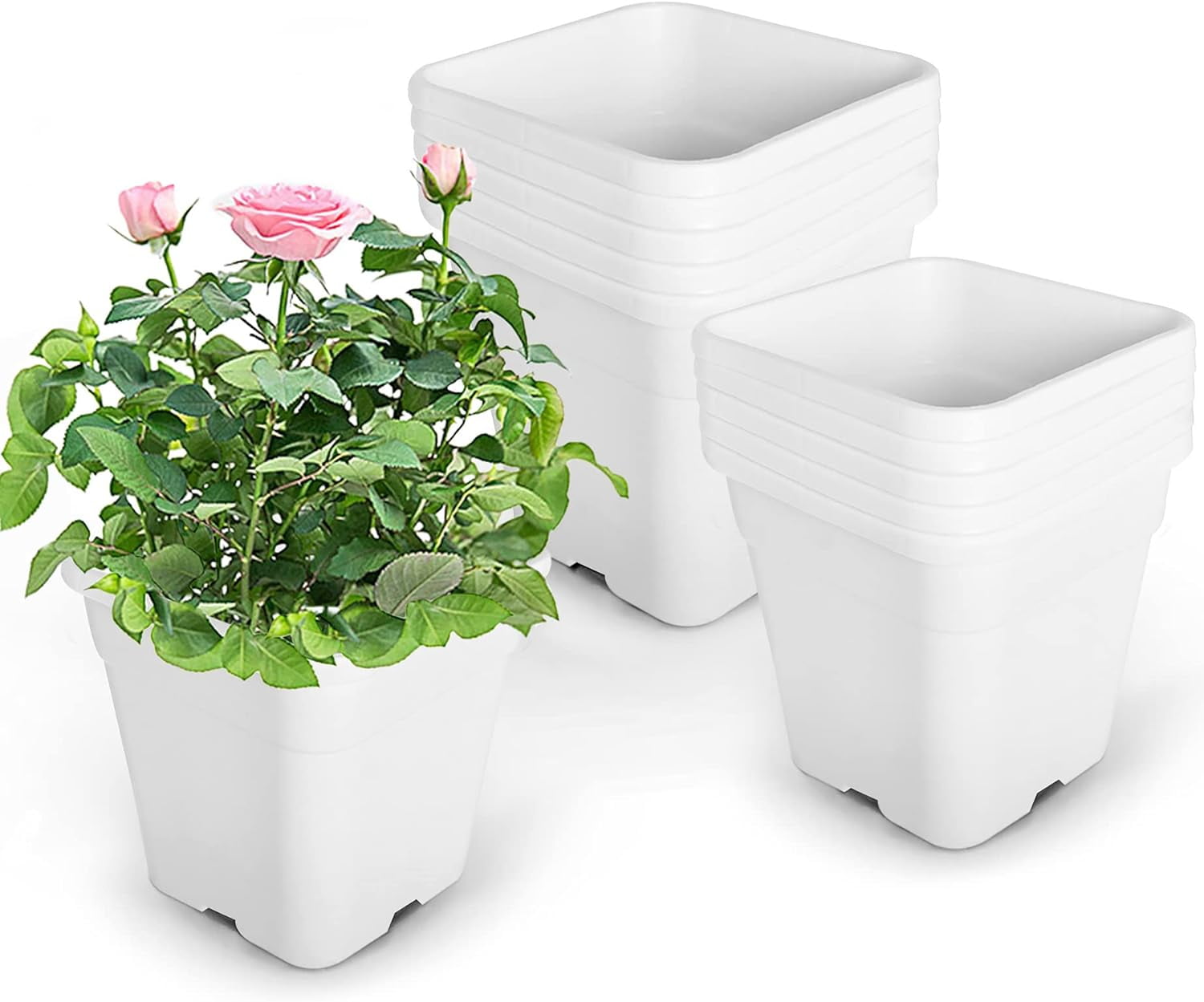 HOSTIC 10PCS 3 Gallon Square Nursery Pot Plastic Grow Pots Plant Garden ...