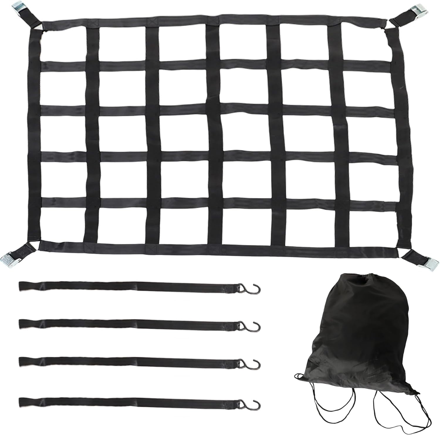 HOSTIC 3.5FT x 4.2FT Heavy Duty Cargo Net Adjustable Trailer Cargo Net ...