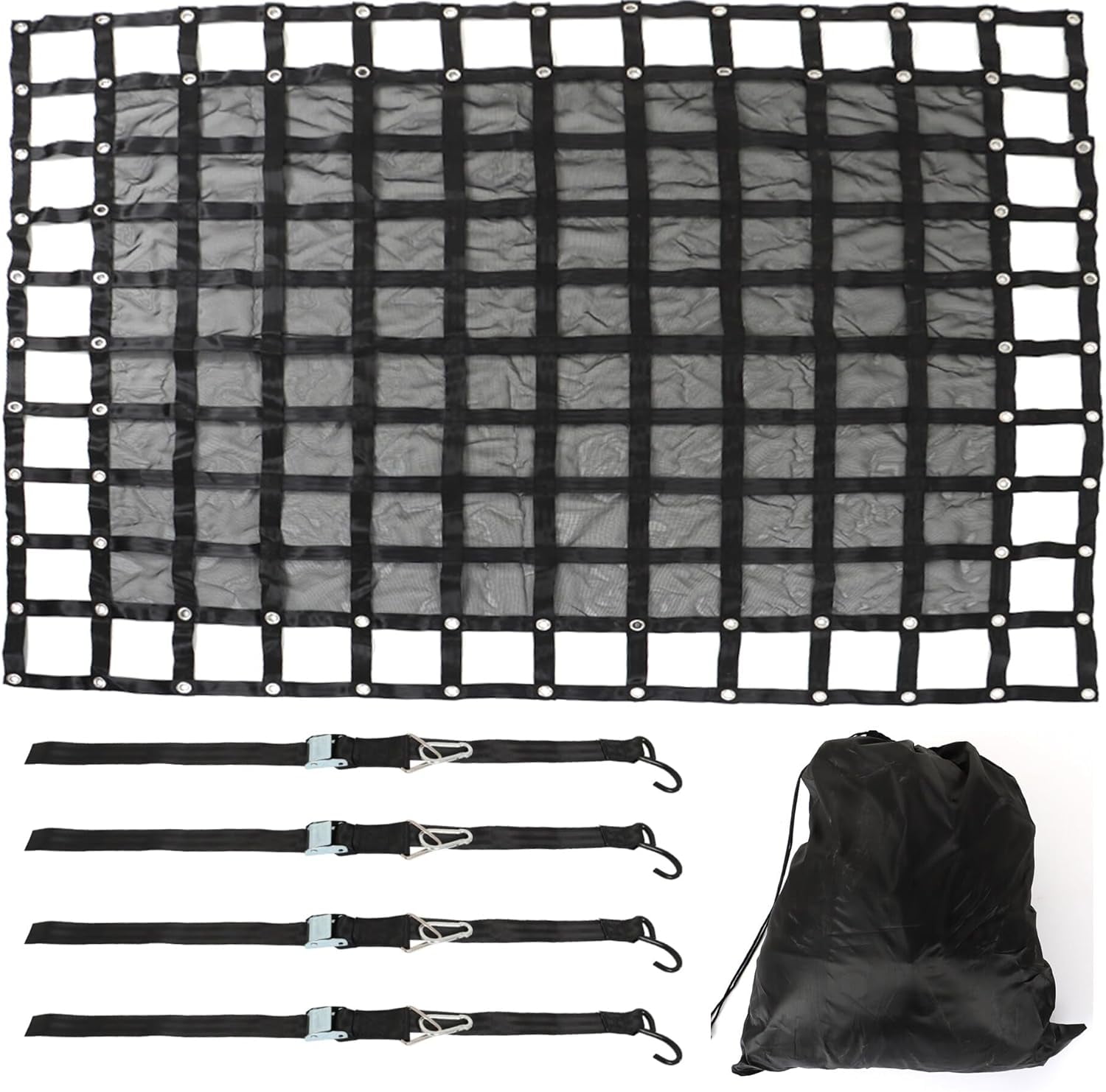 HOSTIC 6.75FT x 8FT Heavy Duty Cargo Net Adjustable Trailer Cargo Net ...