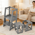 【HOSTK】2-in-1 Convertible Toddler Step Stool Helper, Gray Standing ...