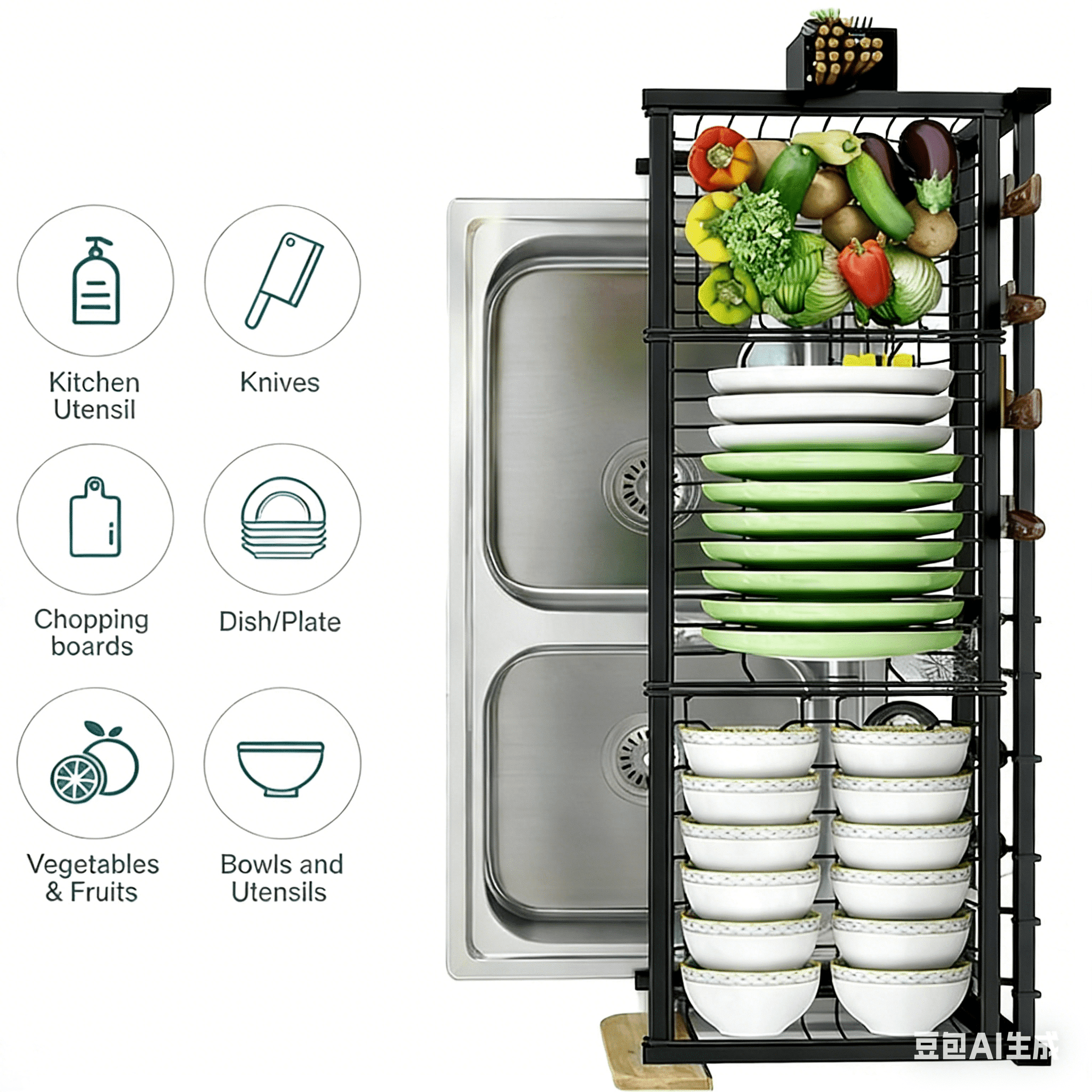 【HOSTK】2-layer, high-capacity stainless steel dish rack designed for ...