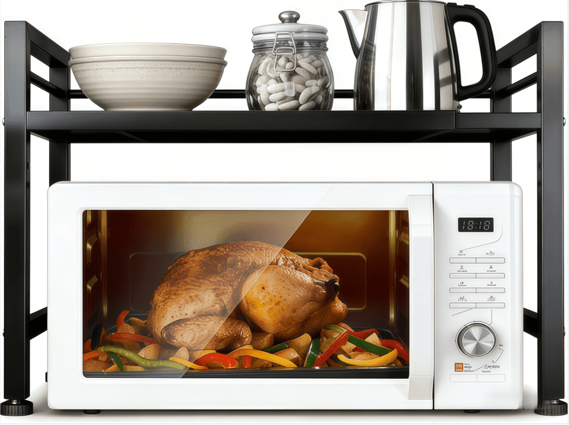 【HOSTK】Black Expandable Microwave Oven Rack - Extra Large Capacity ...