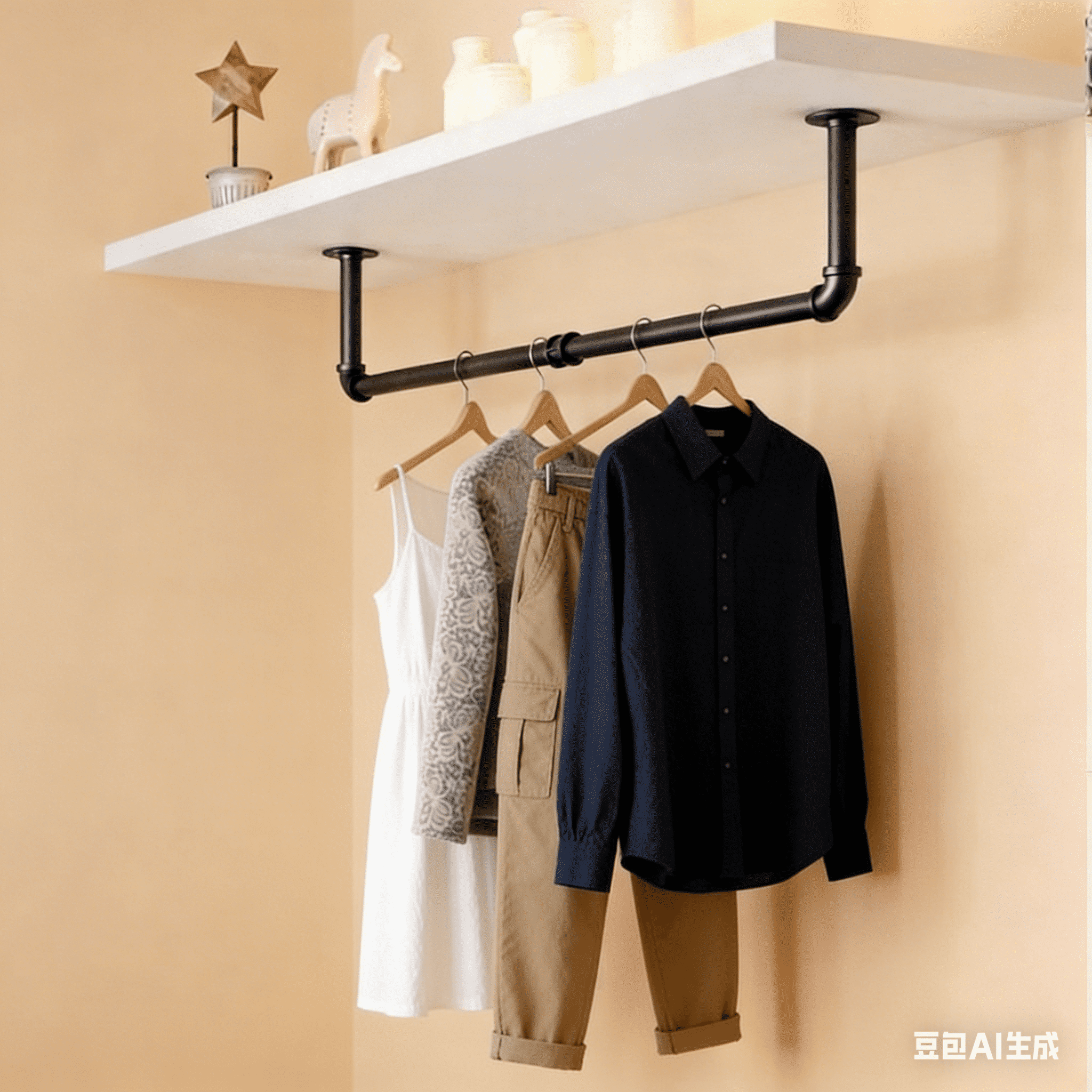 【HOSTK】Heavy Duty 36'' Industrial Pipe Wall Mounted Hanging Rod, Black ...