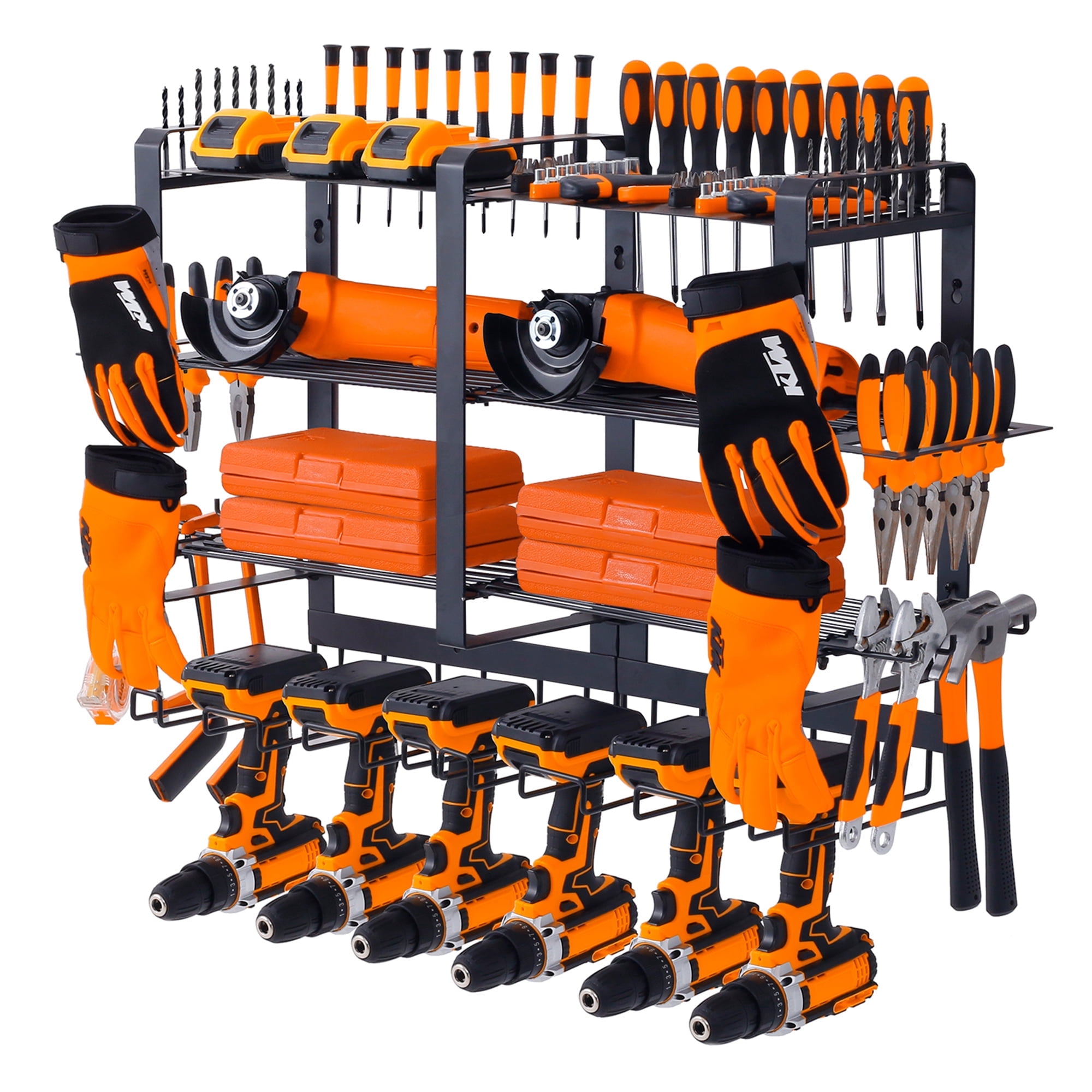 【HOSTK】Wall Mount Power Tool Organizer, 4 Layer 180LBS Heavy Duty Metal ...