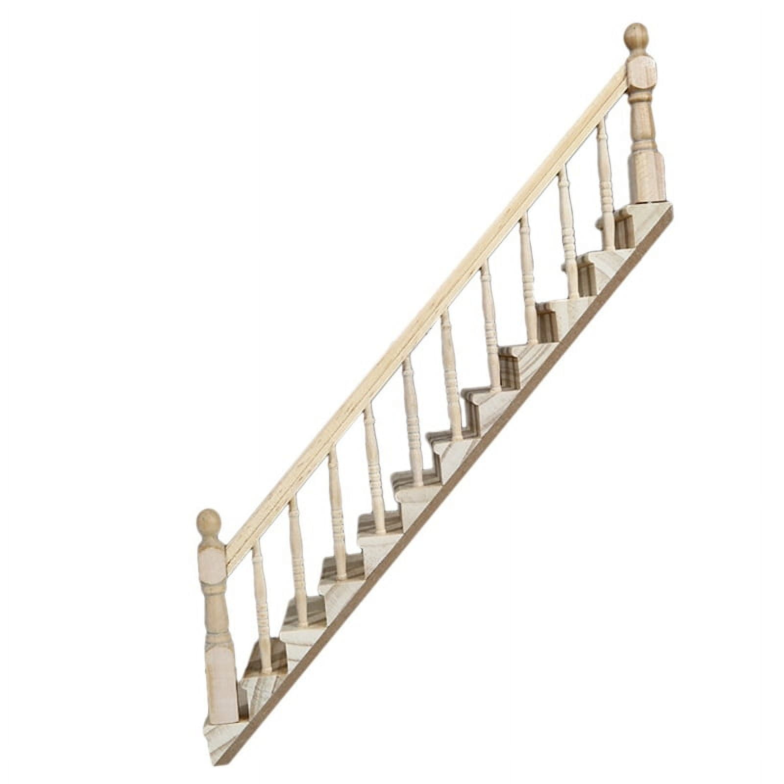 1:12 DIY Dollhouse Miniature Accessories Right Stairs Handrail Wooden ...