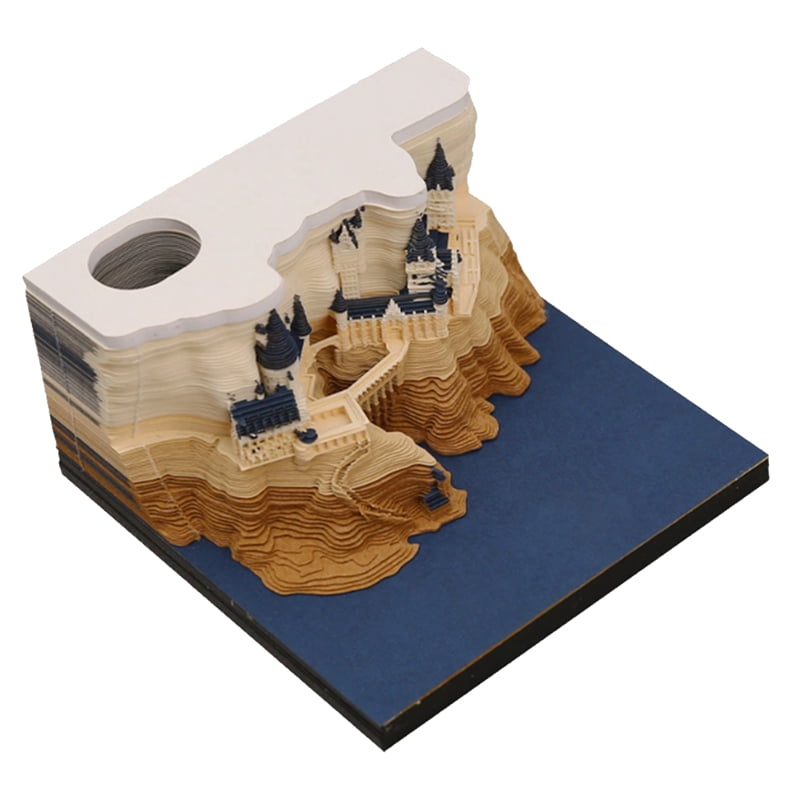 HOT 1 Set 3D Castle Calendar with LED Lights Paper Carving Art Desk ...