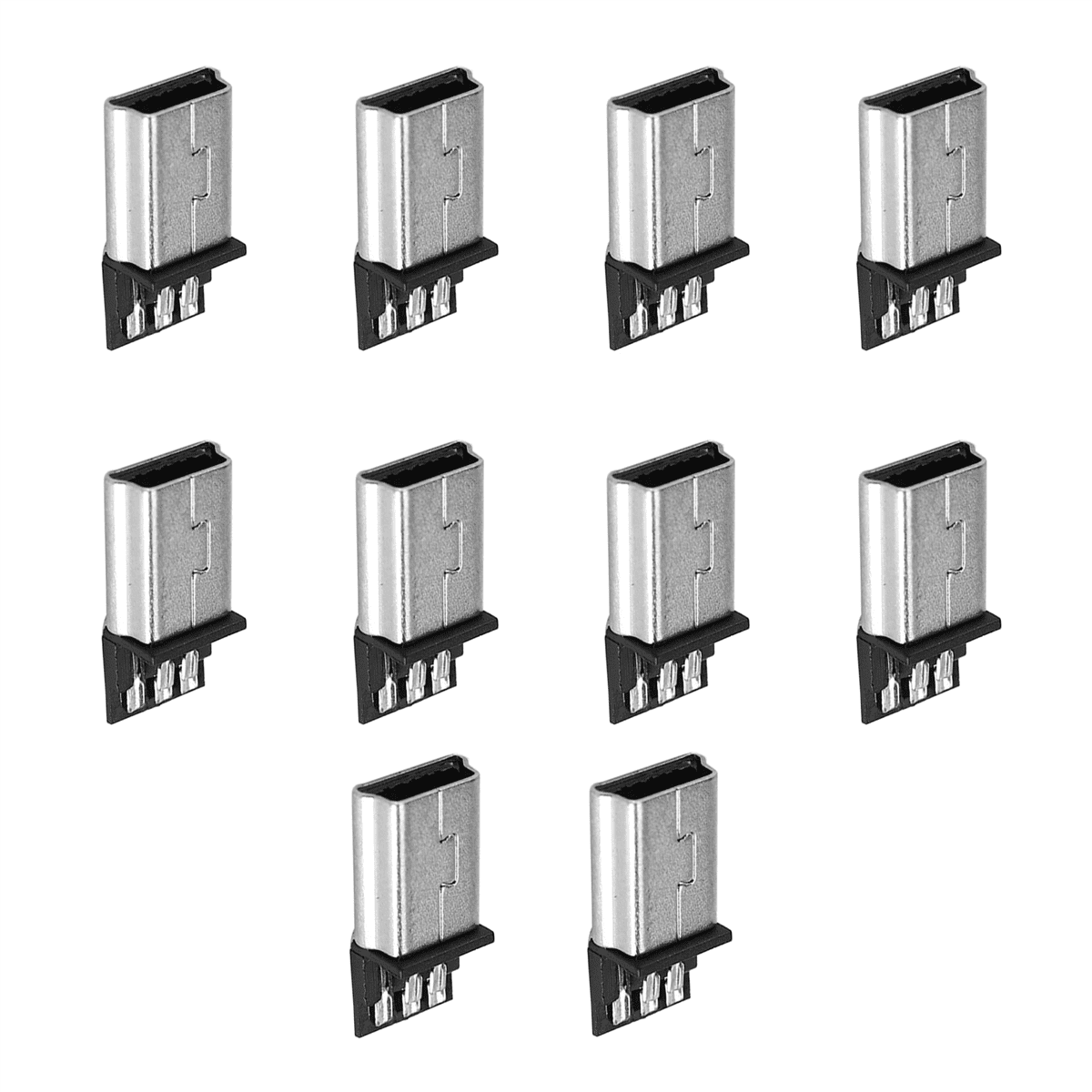 HOT! 10 Pcs Mini USB 5 Pin Male Plug DIY SMT Connector Silver Tone Dark ...