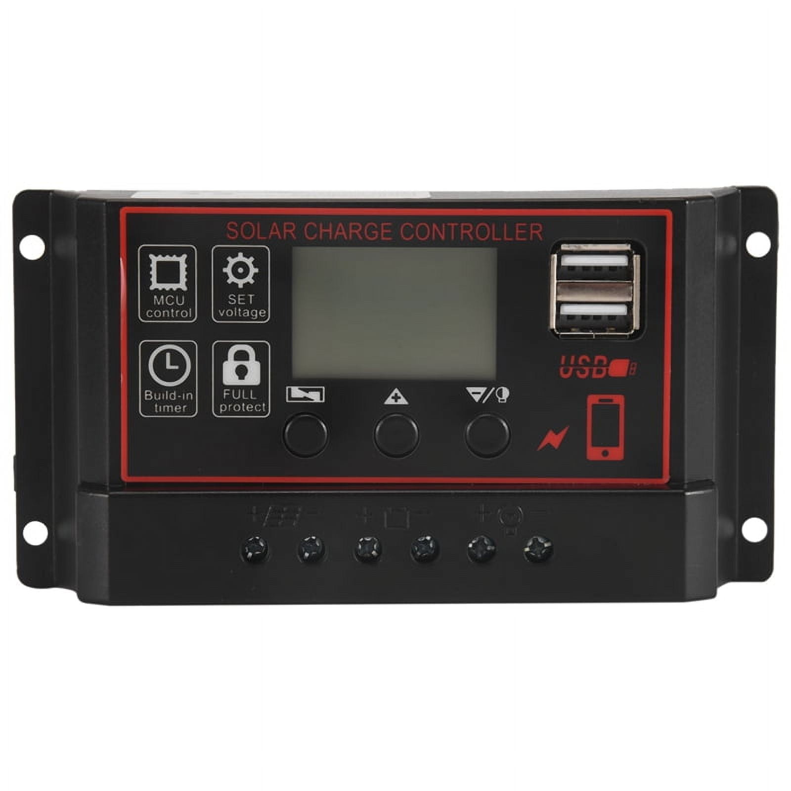 HOT! 100A Solar Charge Controller Panel 12V 24V LCD Display Battery Regulator with USB Port ...