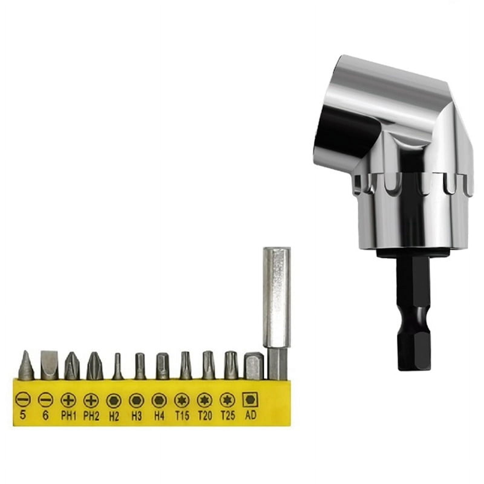 HOT 105 Degree Right Angle Drill Adapter and 12pcs Bend Screwdriver Bit ...