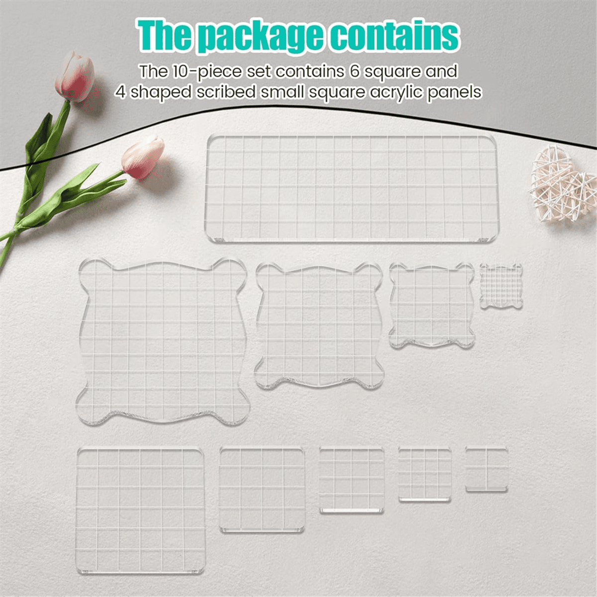 HOT! 10PCS Acrylic Stamp Block,Versatile Assorted Size Blocks, Stamping ...