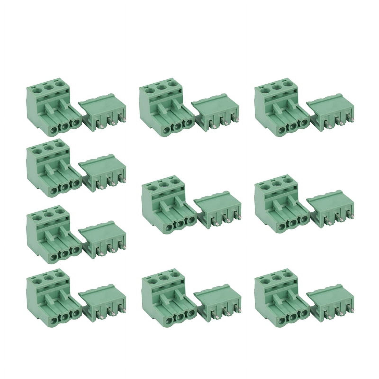 HOT! 10Pcs 5.08mm Pitch 3Pin Plug-in Screw PCB Terminal Block Connector ...