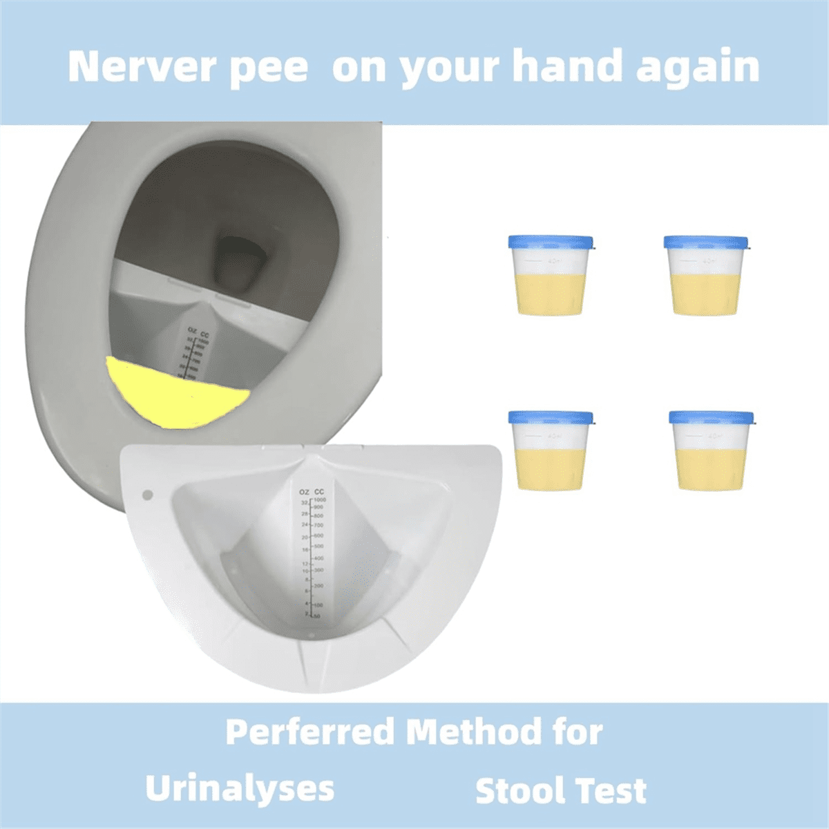 HOT! 10Pcs Urine Collection Hat for Toilet-Female Urinal Stool Sample ...