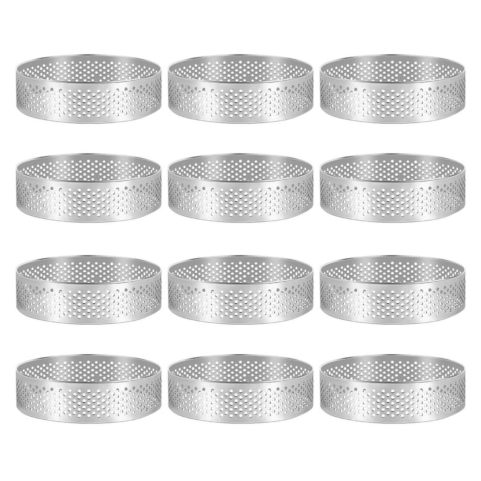HOT! 12 Pack Stainless Steel Tart Rings 3 In,Perforated Cake Mousse ...