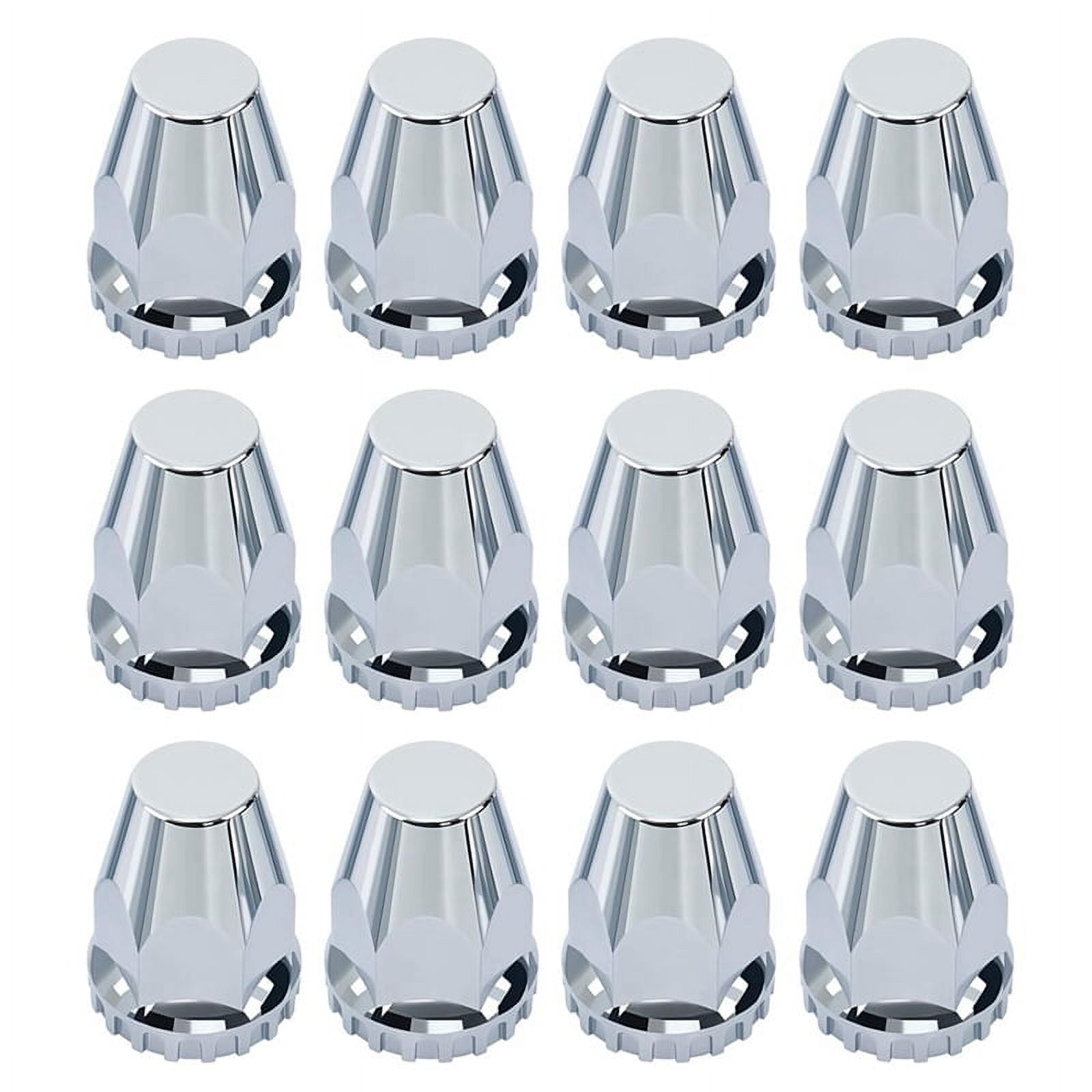 HOT 12Pcs Lug Nut Covers Kit,33mm ABS Chrome Screw-on Hub Caps for Semi ...