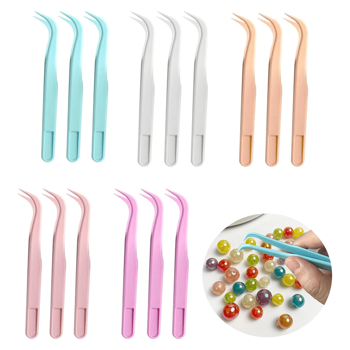 HOT! 15 PCS Plastic Tweezers for Kids, Craft Tweezers, Suitable DIY ...