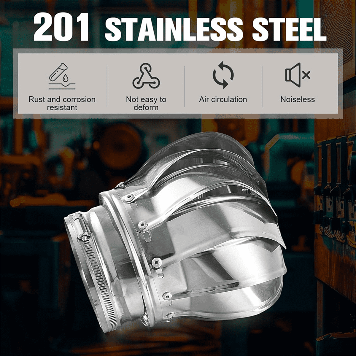 HOT! 2 Pcs 110mm Non Power Roof Ventilator Wind Turbines Attic Air Vent ...