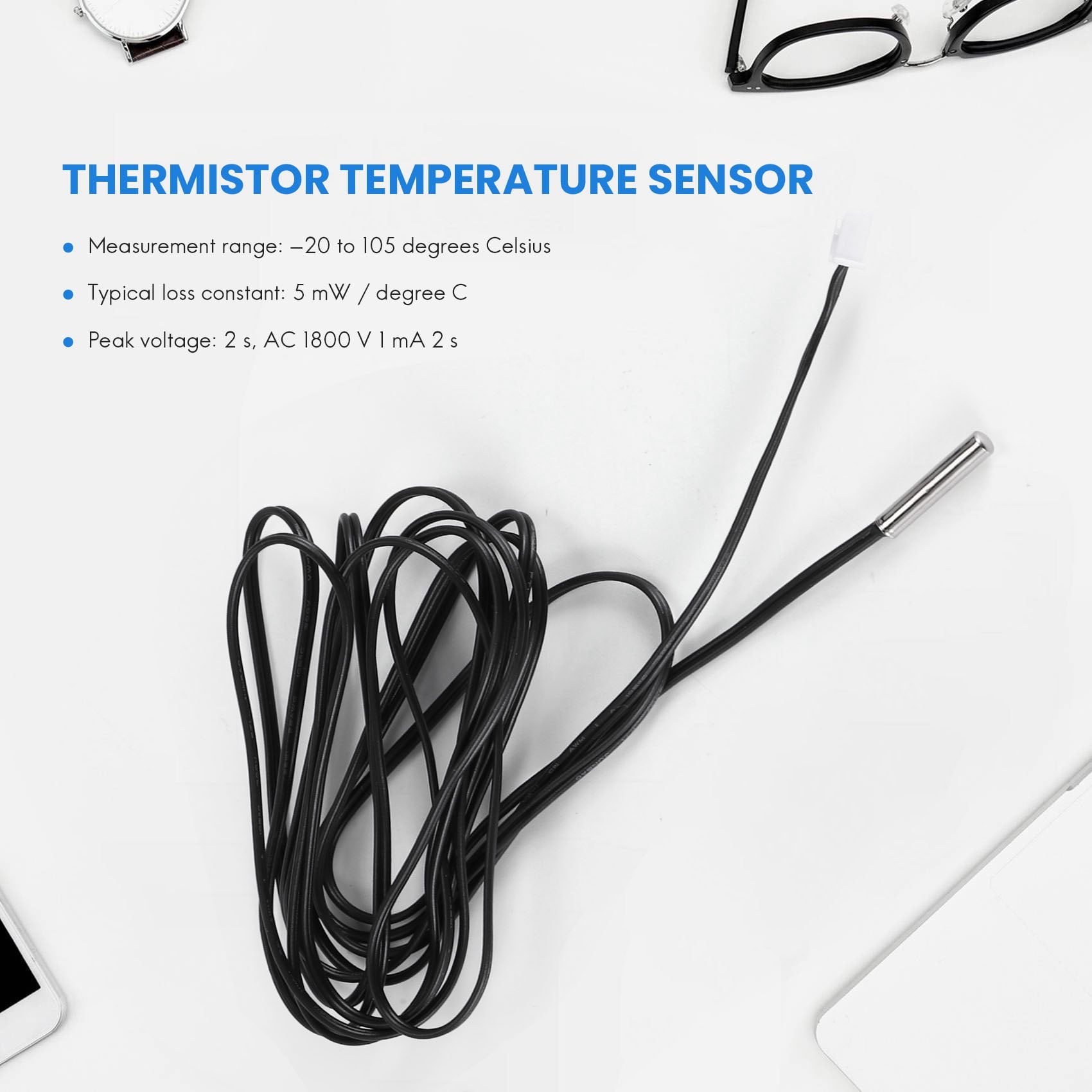 HOT! 2 m thermistor temperature sensor waterproof probe wire 10 K 1% ...
