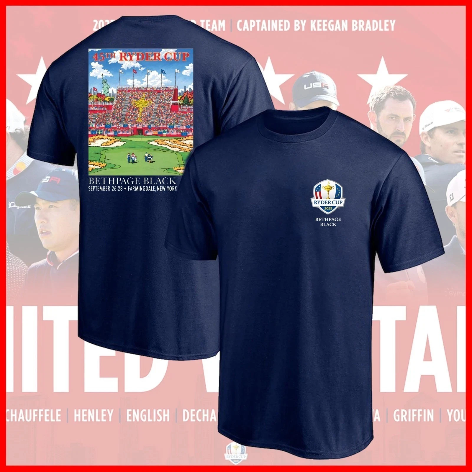 HOT!!! 2025 Ryder Cup Bethpage Poster 2 Sides Shirt 45th Ryder Cup Tee ...