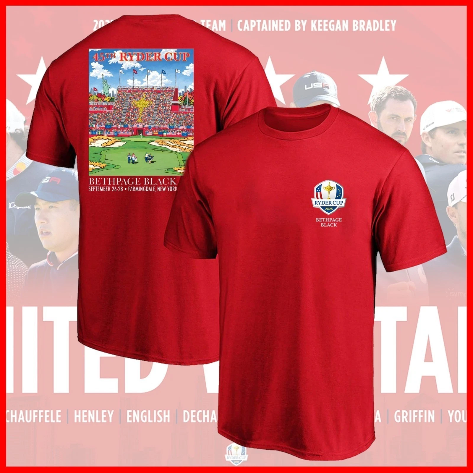 HOT!!! 2025 Ryder Cup Bethpage Poster 2 Sides Shirt 45th Ryder Cup Tee ...