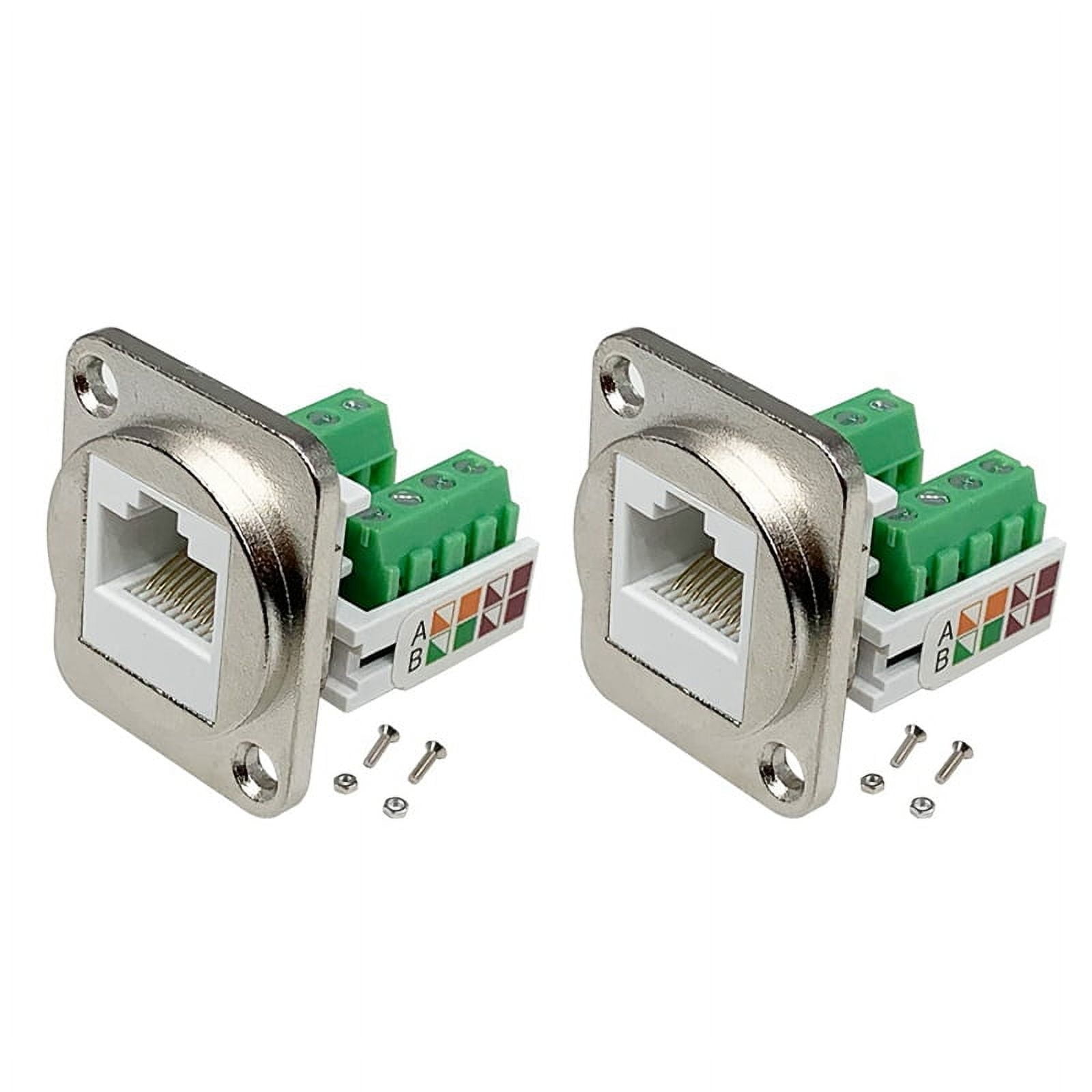 2PCS RJ45 Panel Mount Screw Terminal Adapter, RJ45/8P8C Female ...