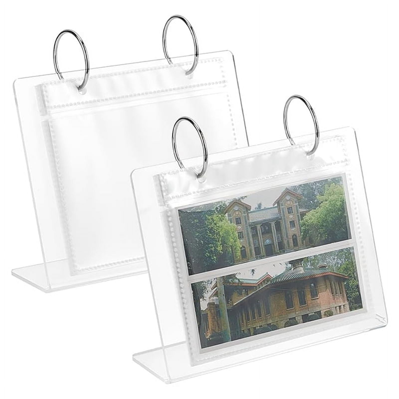 HOT! 2Pcs Acrylic Desk Calendar Storage Photo Albums Stands with 34 ...