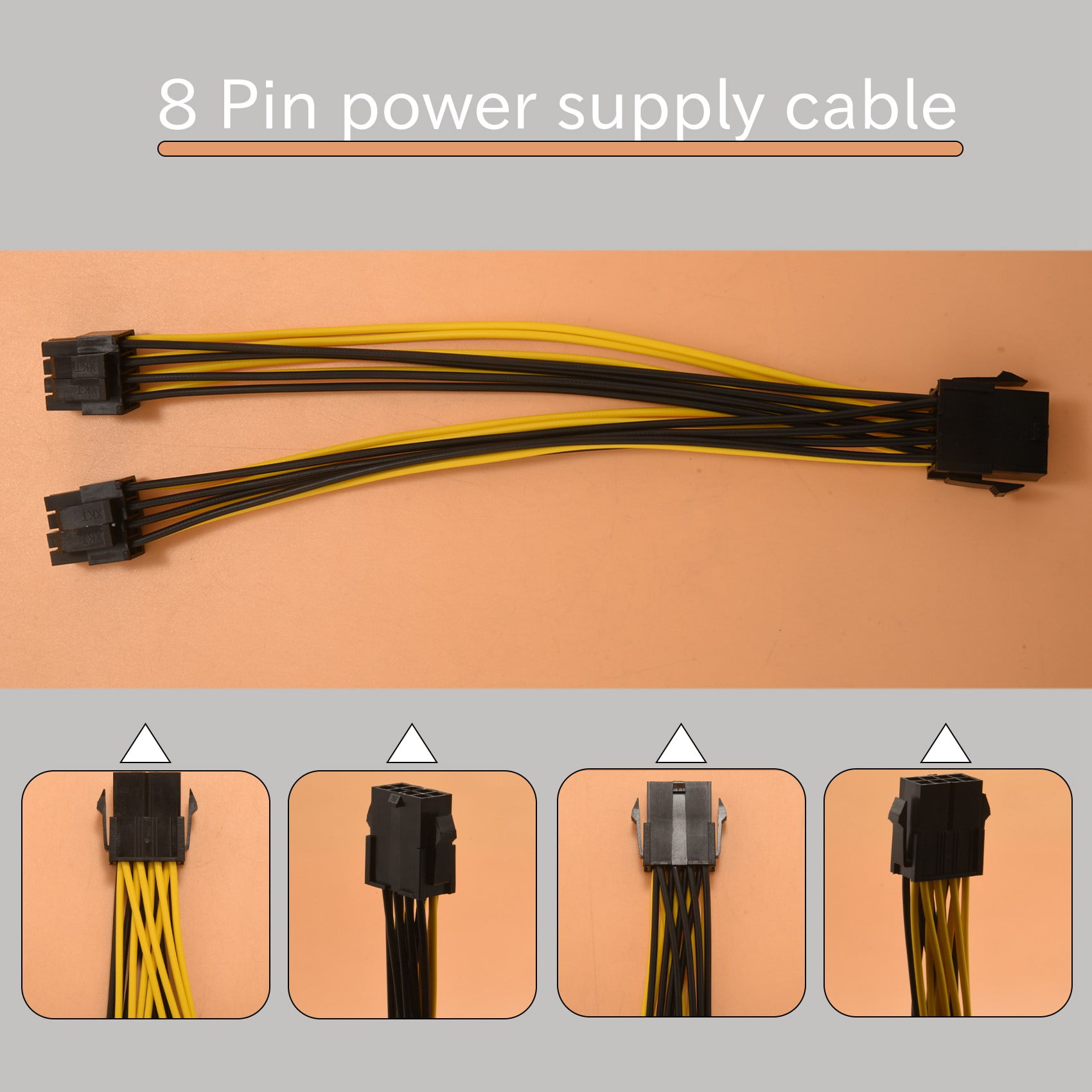 HOT! 2Pcs CPU 8Pin Female 1 to 2 Male 4+4Pin Y Splitter Power Supply ...