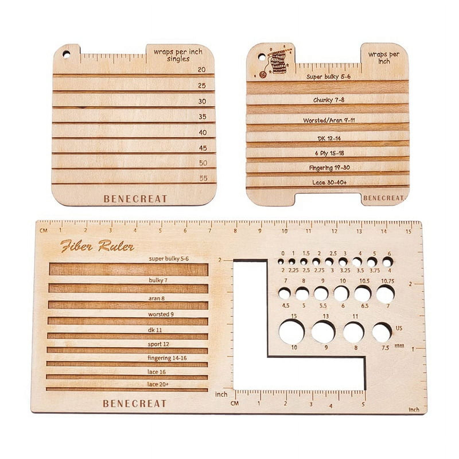HOT! 3 Style Wood Knitting Needle Gauge and Ruler, Control Card Tool ...