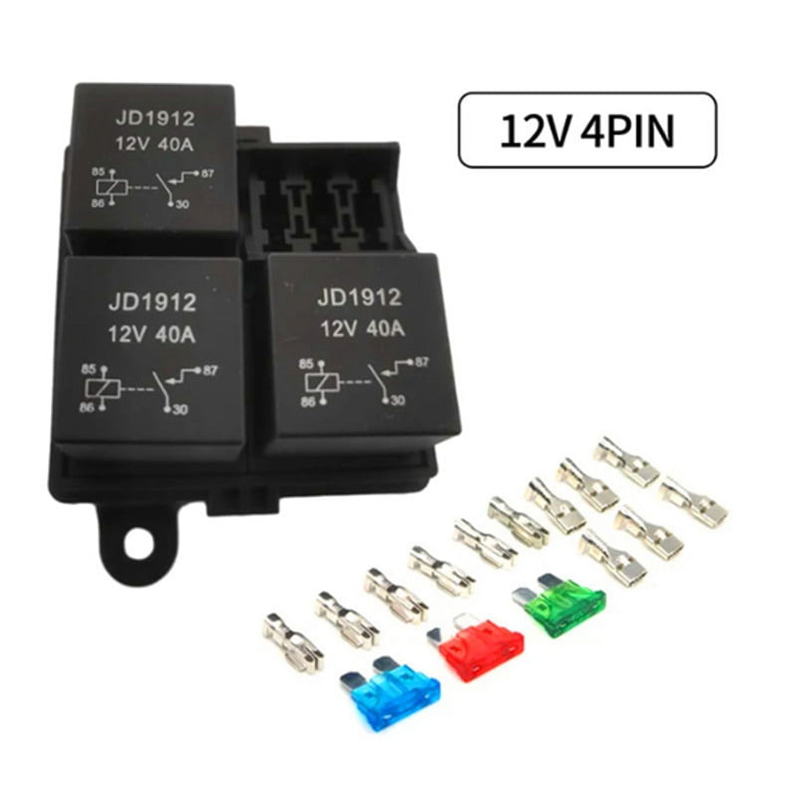 HOT! 3 Way 4Pin Fuse Holder Relay Circuit Standard ATO Blade 12V 40A ...