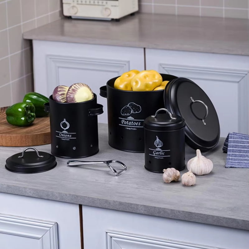 HOT 3Pcs Metal Storage Bucket Set with 360-Degree Ventilation System ...